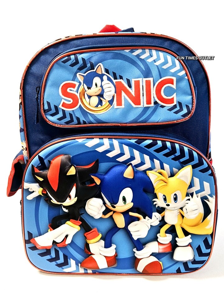 Sonic The Hedgehog 3D 16" Large Backpack Tails Shadow Sega Carry All ...