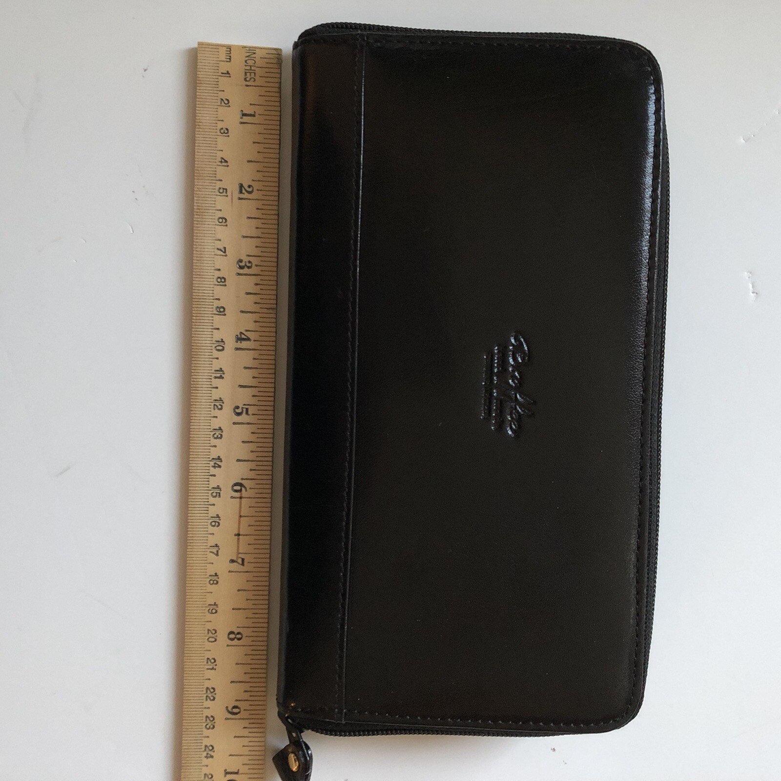 Broffee Black Leather Travel Wallet Zipper | eBay