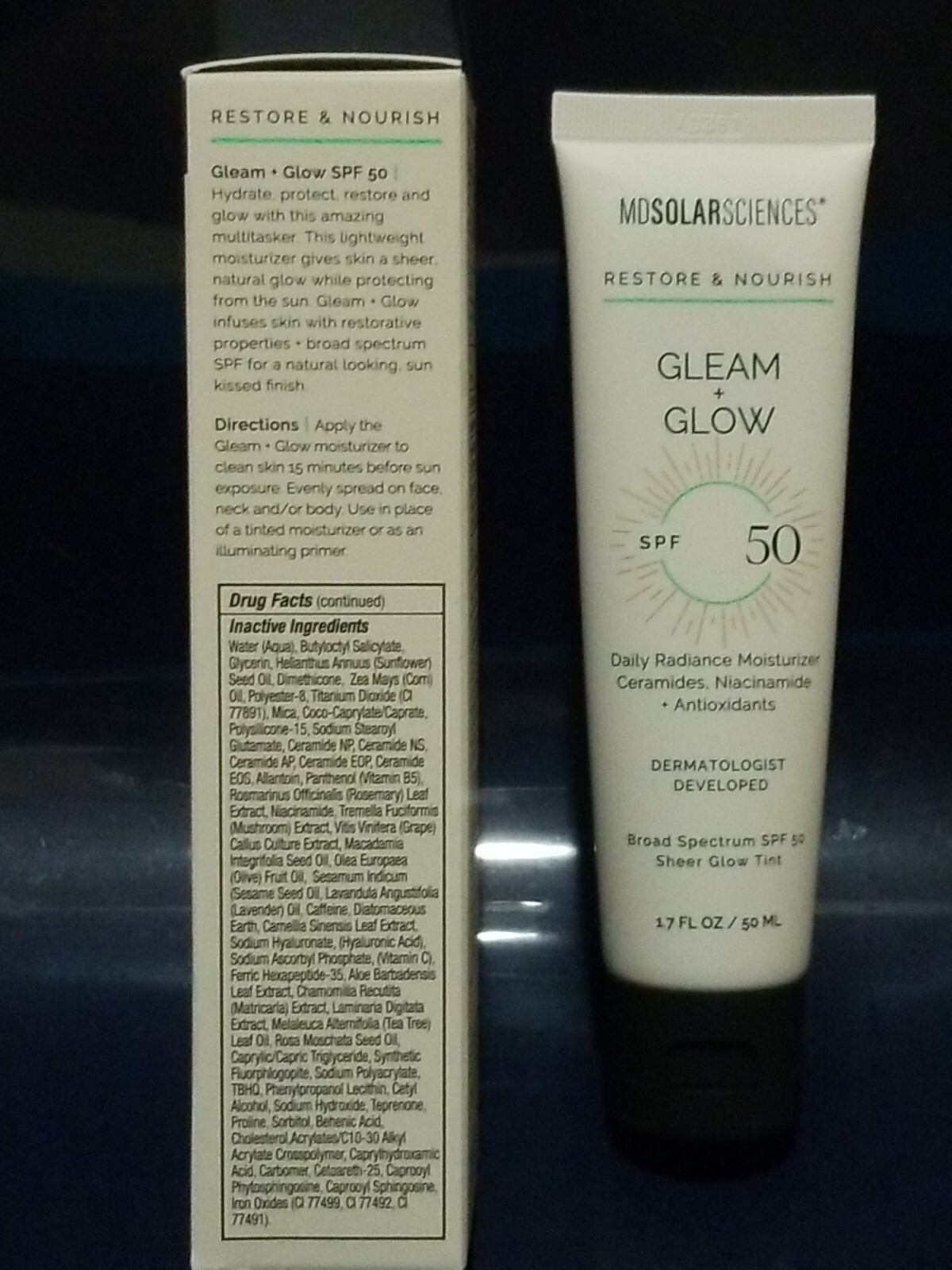 MDSolarSciences Gleam Glow SPF 50 Daily Radiance Moisturizer 1.7 oz for ...