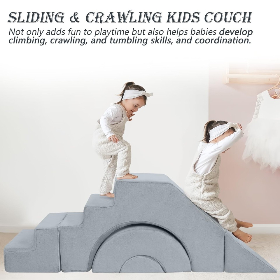 Modular Kids Sofa, Foam Play Couch Sofa with Slide & Stair Design ...