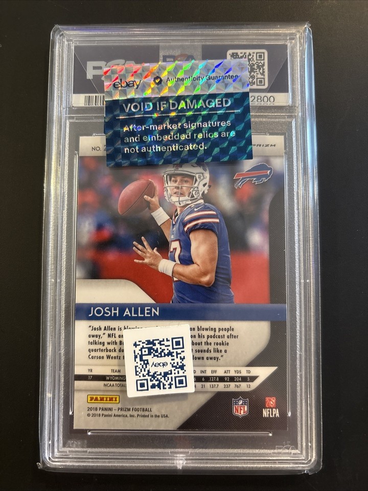 JOSH ALLEN 2018 Panini Prizm Neon Green Pulsar #205 RC Auto PSA/DNA 9 ...
