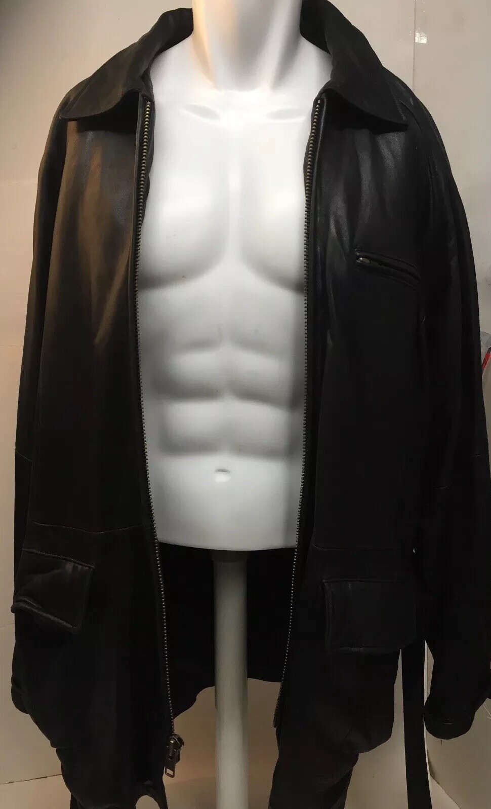 Albert Duke Mens Leather Zippered Jacket -Large- Black Super Soft, Zip ...