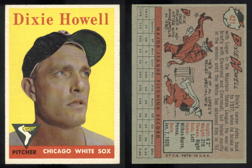 (47843) 1958 Topps 421 Dixie Howell White Sox-EM | eBay
