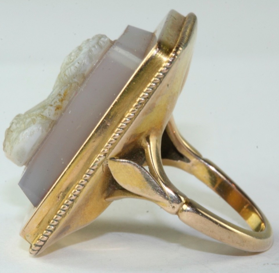 RARE GEORGIAN ANTIQUE HEAVY 14K GOLD ELIZABETHAN STONE CAMEO RING | eBay
