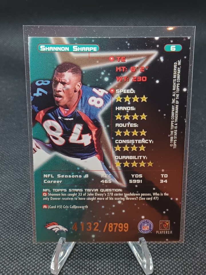 Shannon Sharpe #6 1998 NFL Topps Stars Bronze #D 4132/8799 Football ...
