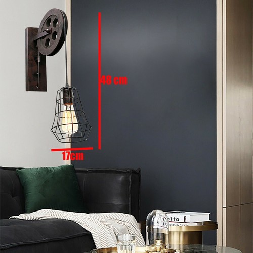 Retro Industrial Wall Light Rusty Wheel Pulley Sconce Wall Lamp Fixture ...