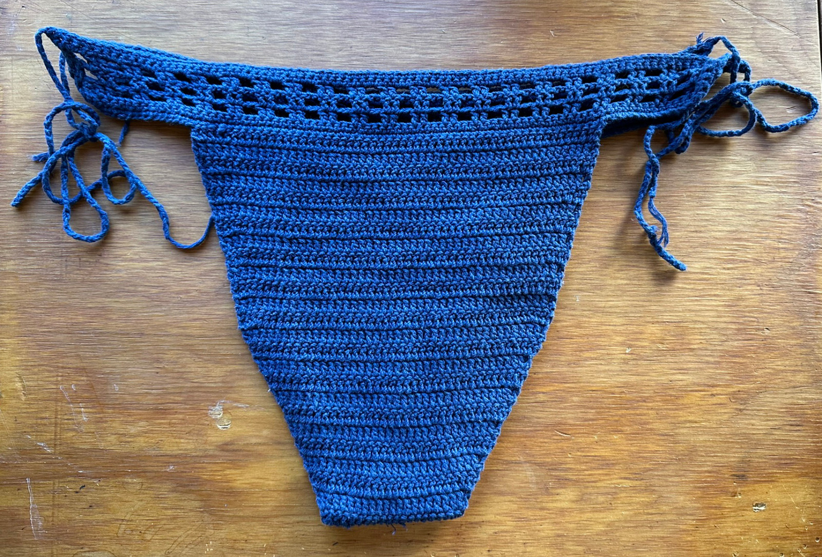 Vintage Blue Crochet String Bikini Swimsuit Sunbathi… - Gem