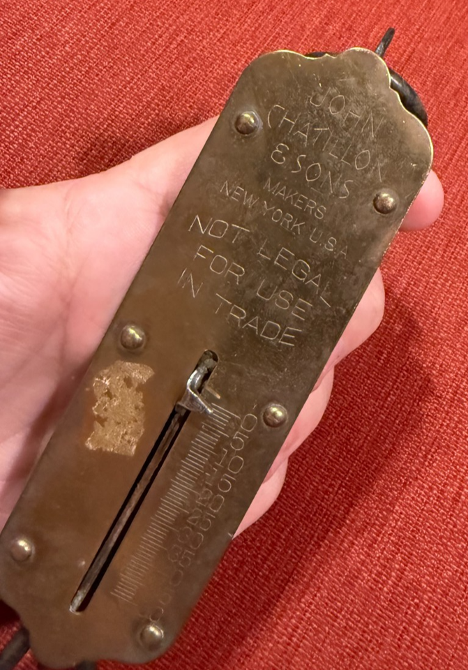 Antique John Chatillon & Sons 50 lb Spring Balance Hanging Scale Brass ...