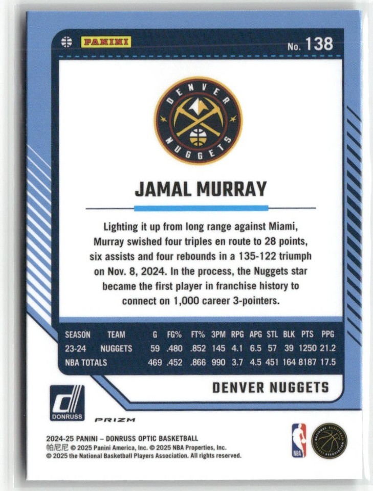 2024-25 Panini Donruss Optic - Jamal Murray Green Seismic #138 | eBay