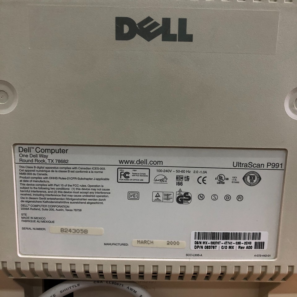 Dell Sony Trinitron UltraScan P991 19" Flat Screen CRT VGA Computer ...