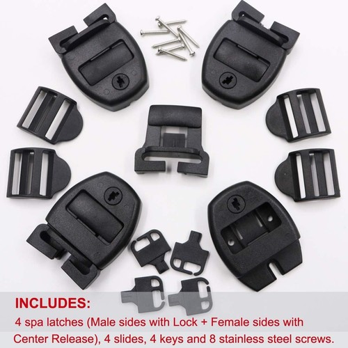 4 Set Hot Tub Spa Cover Locks w/Key Pinch Center Release - Strap Style ...
