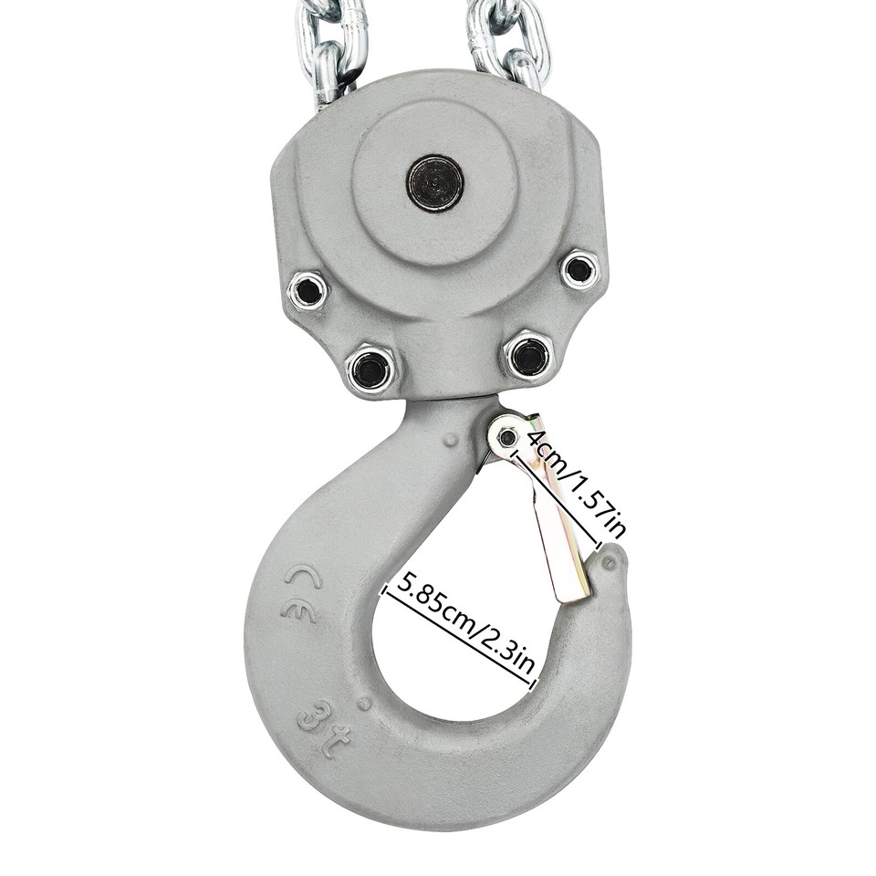 3 Ton Chain Hoist with 20 FT Lifting Chain Hook Latch Overhead Rigging ...