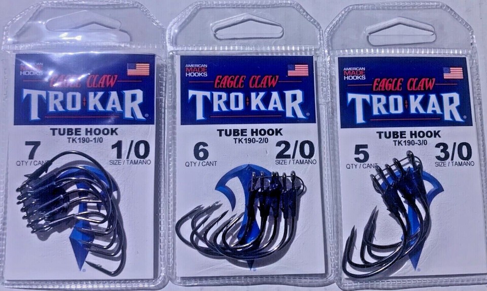 Eagle Claw TK190 Trokar Tournament Tube Fishing Hook Platinum Black ...