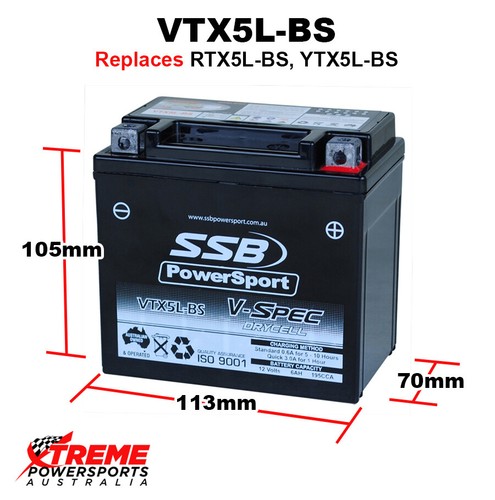 SSB 12V 195CCA 6AH VTX5L-BS Husaberg FE570 FE 570 2009-2012 V-Spec AGM ...