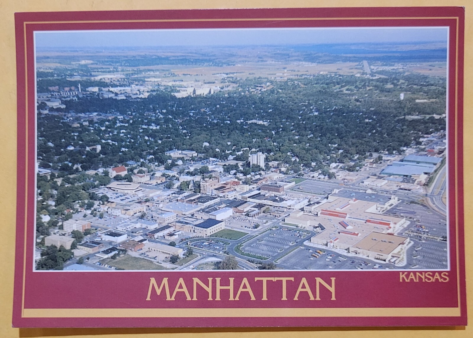 Vintage Postcard - Manhattan - Kansas - Aerial View of Downtown - 1989 ...