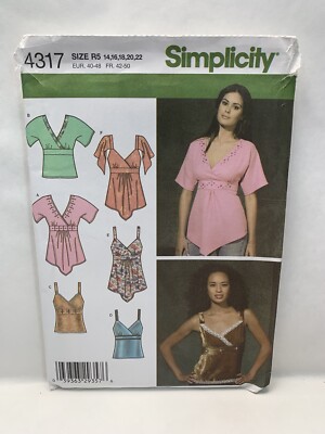 Simplicity 4317 Misses Top Shirt Blouse Pattern 14-22 *Uncut* | eBay