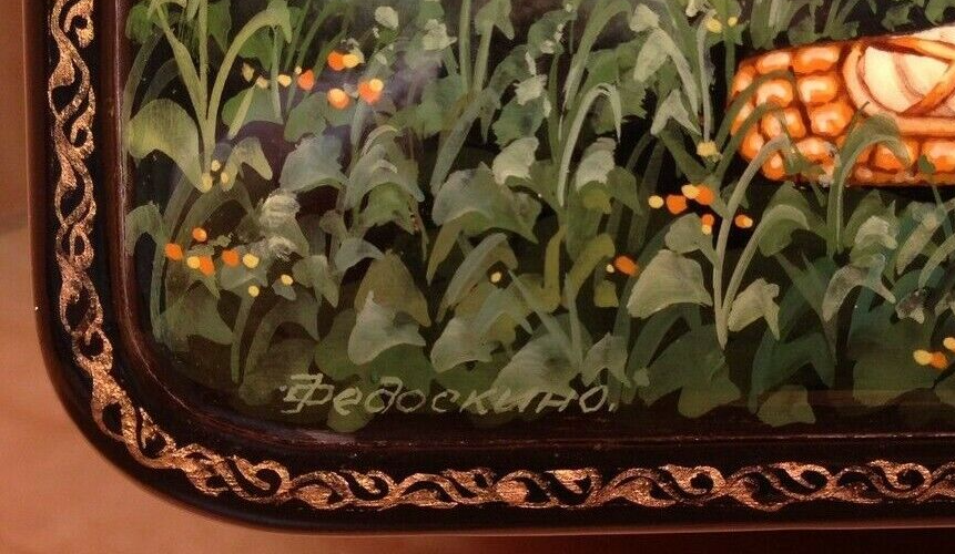 FEDOSKINO LACQUER BOX DANILA STONE FLOWER HAND PAINTED MOTHER PEARL ...