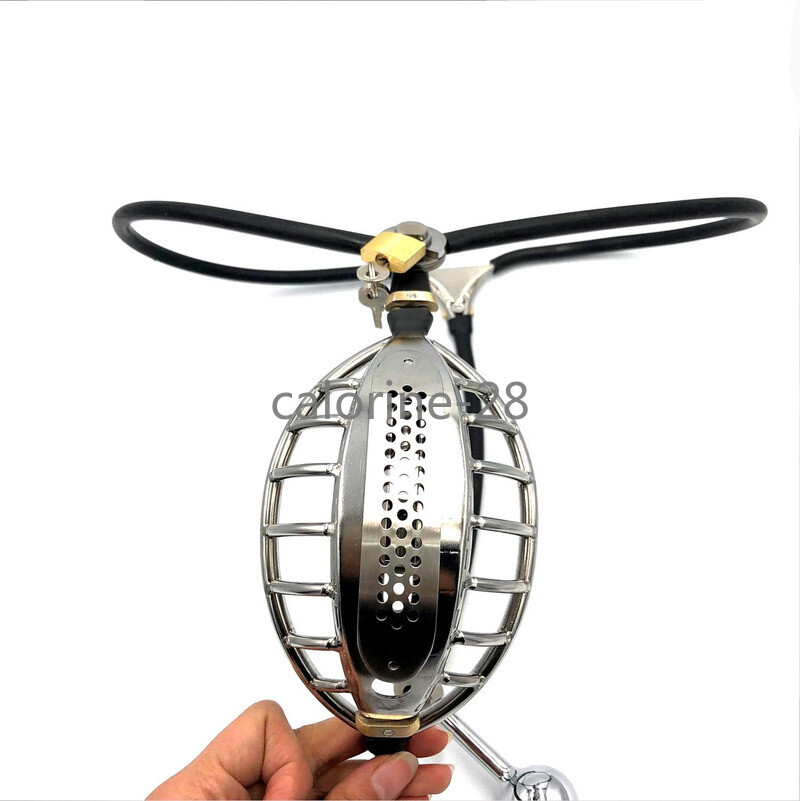 New Stainless Steel Invisible Male Chastity Belt Bundle Bird Cage Plugs ...