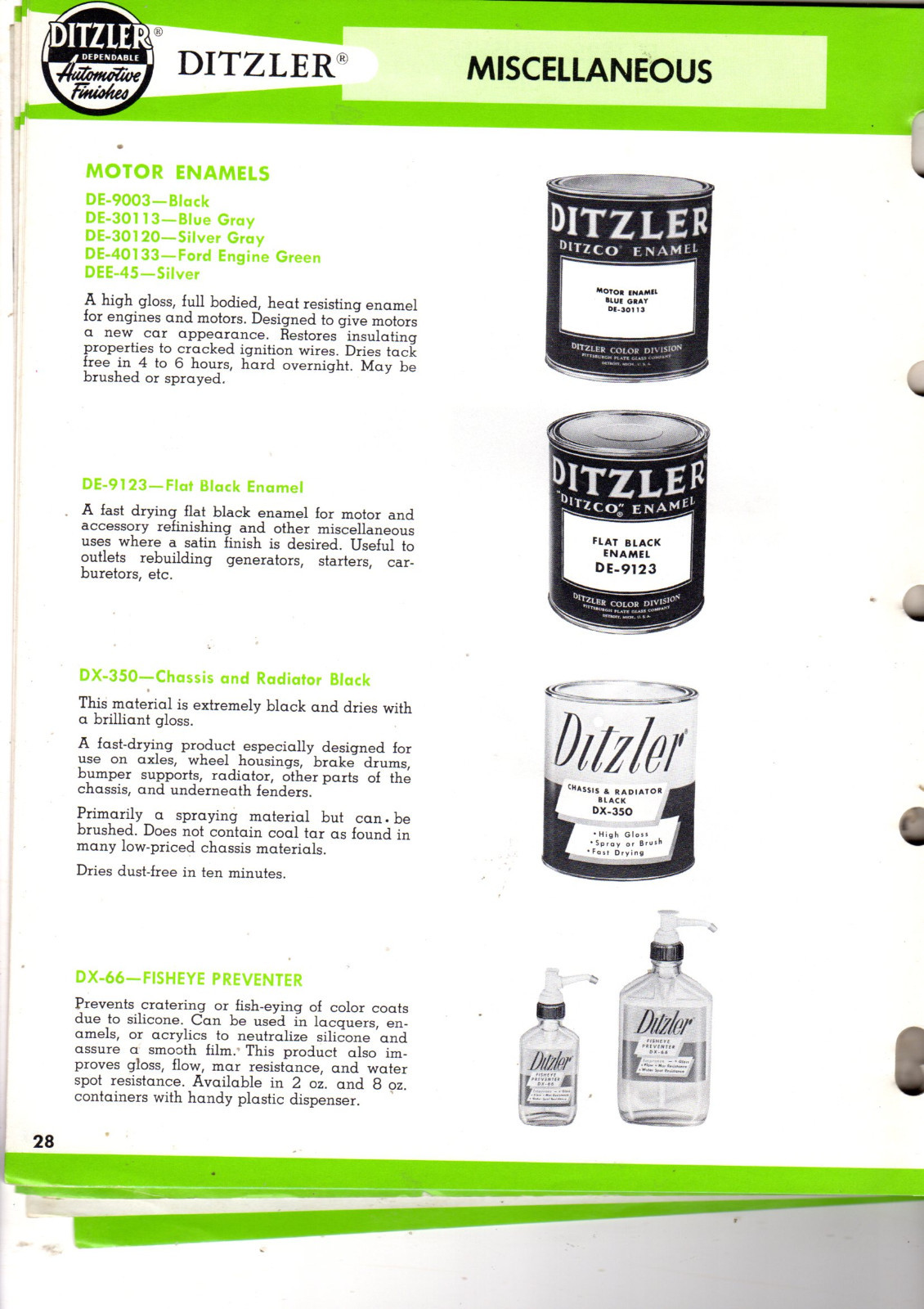 1960'S DITZLER AUTOMOTIVE FINISHES REFINISH PRODUCT CATALOG MANUAL 32 ...