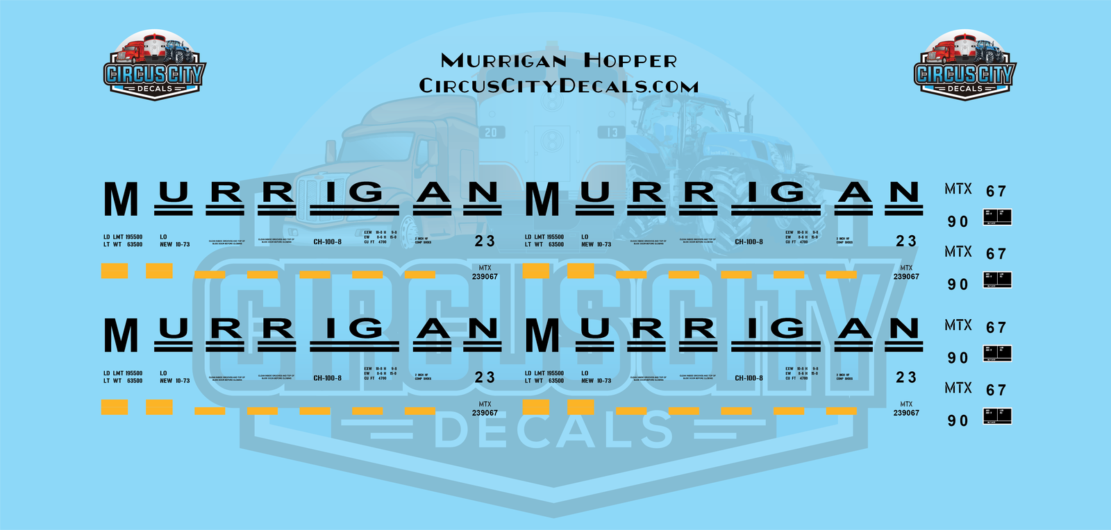 AWVR Unstoppable Movie Murrigan Covered Hopper HO 1:87 Scale Decal Set ...