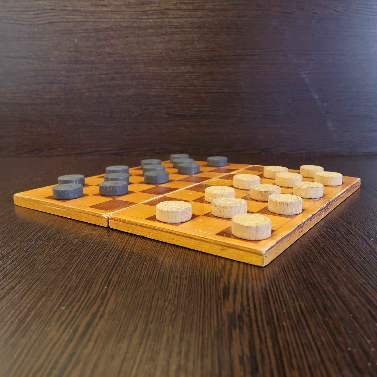 Old Wooden Checkers made 1972 with Wooden Board 11,42 inches Antiques ...