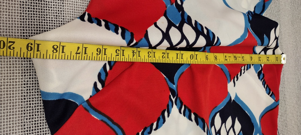 Mod A-line 1960s Dress Geometric Pop Art Lanterns Red White Blue Poly ...