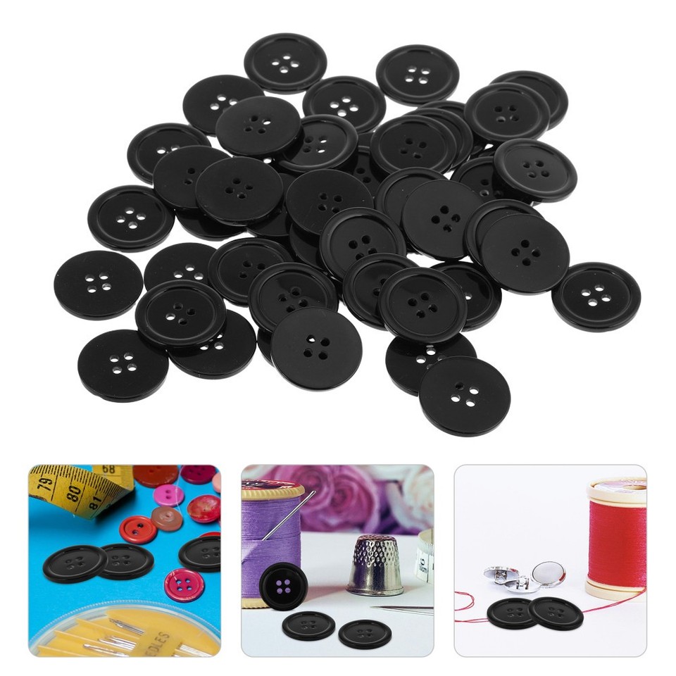50 Pcs Craft Button Black Shirt Buttons for Jackets Women Clothes ...