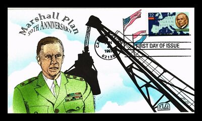 US COVER MARSHALL PLAN 50TH ANNIVERSARY FDC GEERLINGS HAND PAINTED | eBay