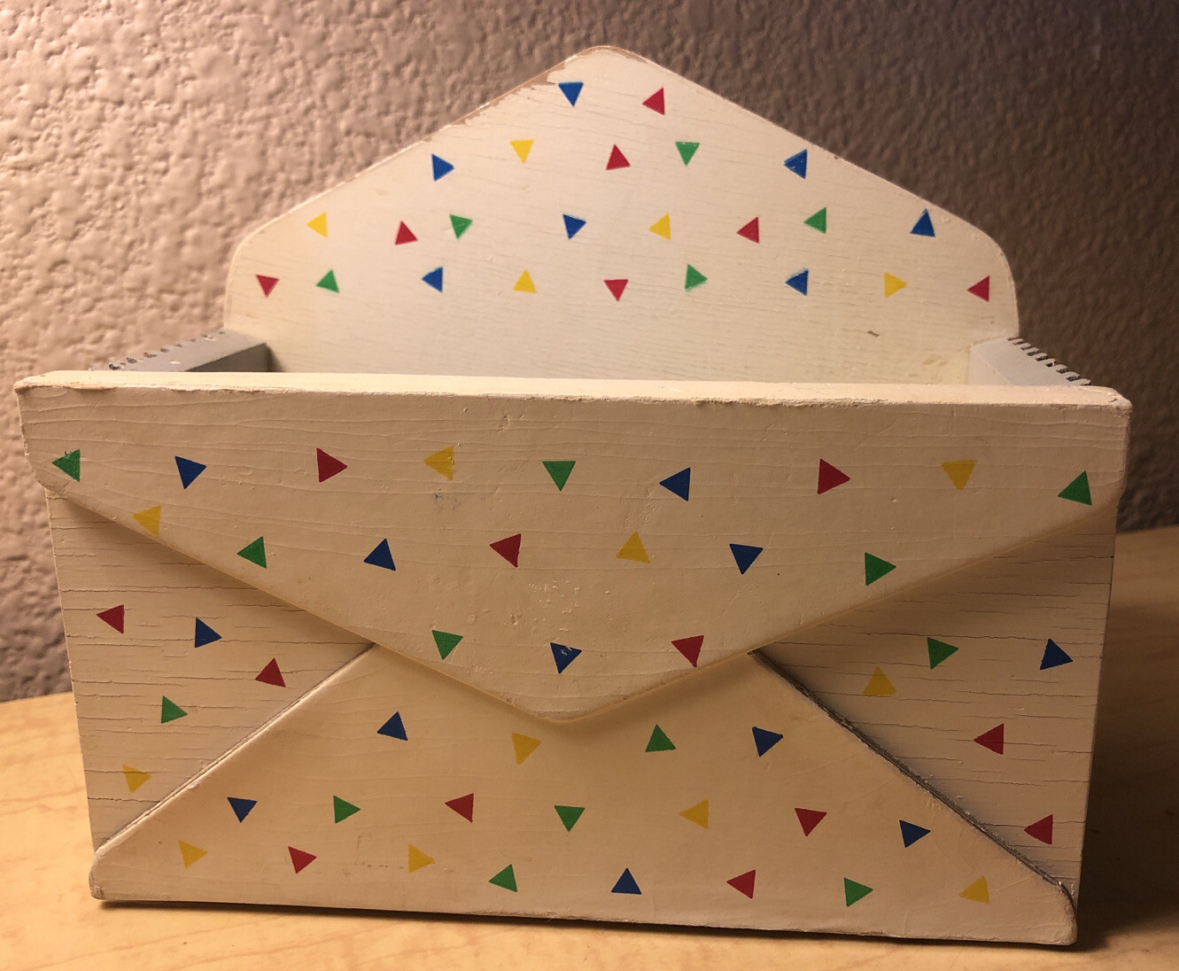 Vintage Wooden Envelope Shaped Box Letter Holder Colorful FTDA 1987 ...