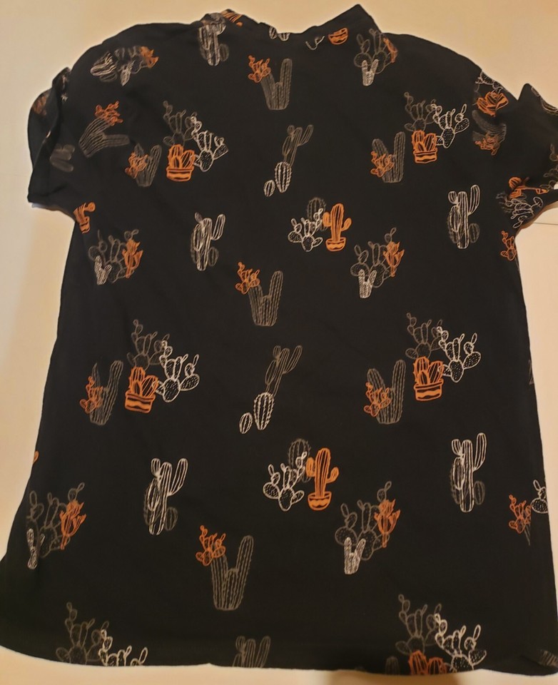 Black Straight Faded Cactus Graphic Tee Shirt Size S | eBay