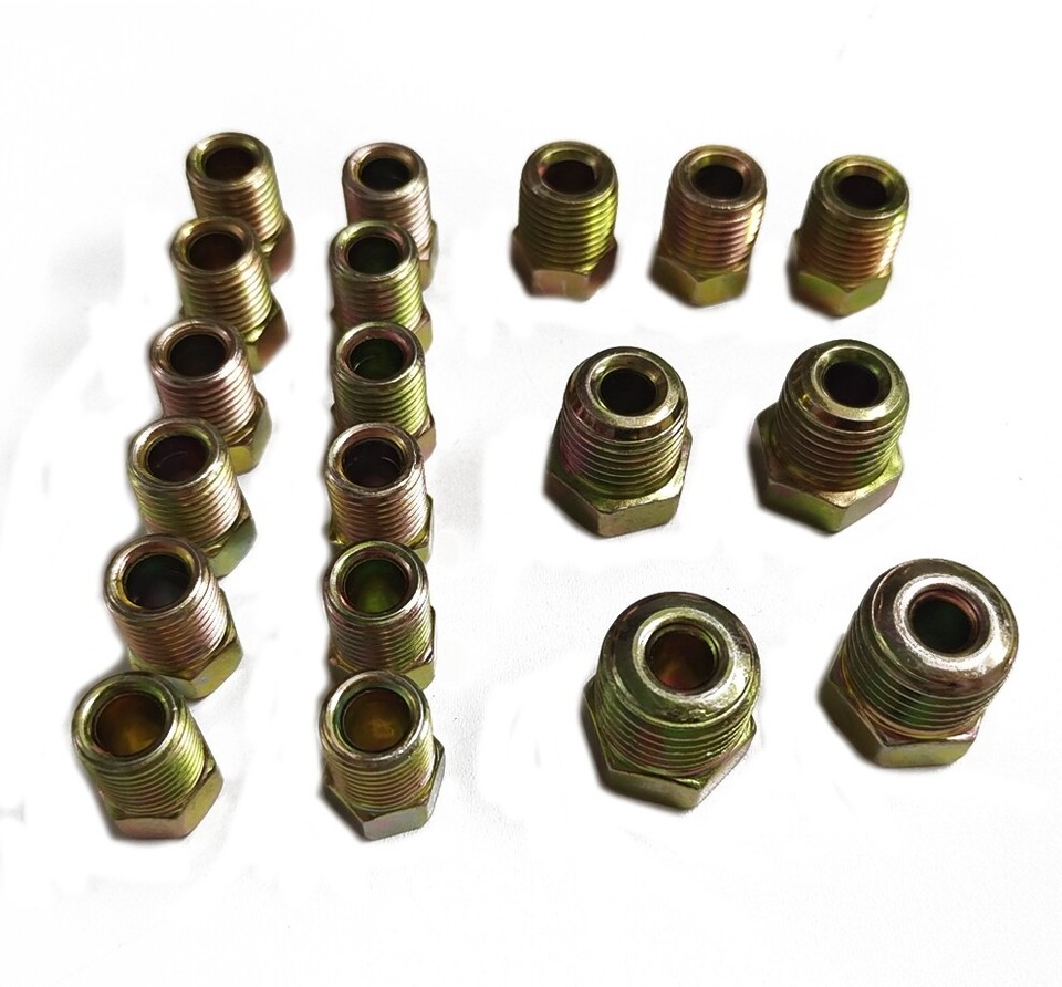 19x Brake Line Fittings Assortment Kits For 3/16"Inverted Flares Brake ...