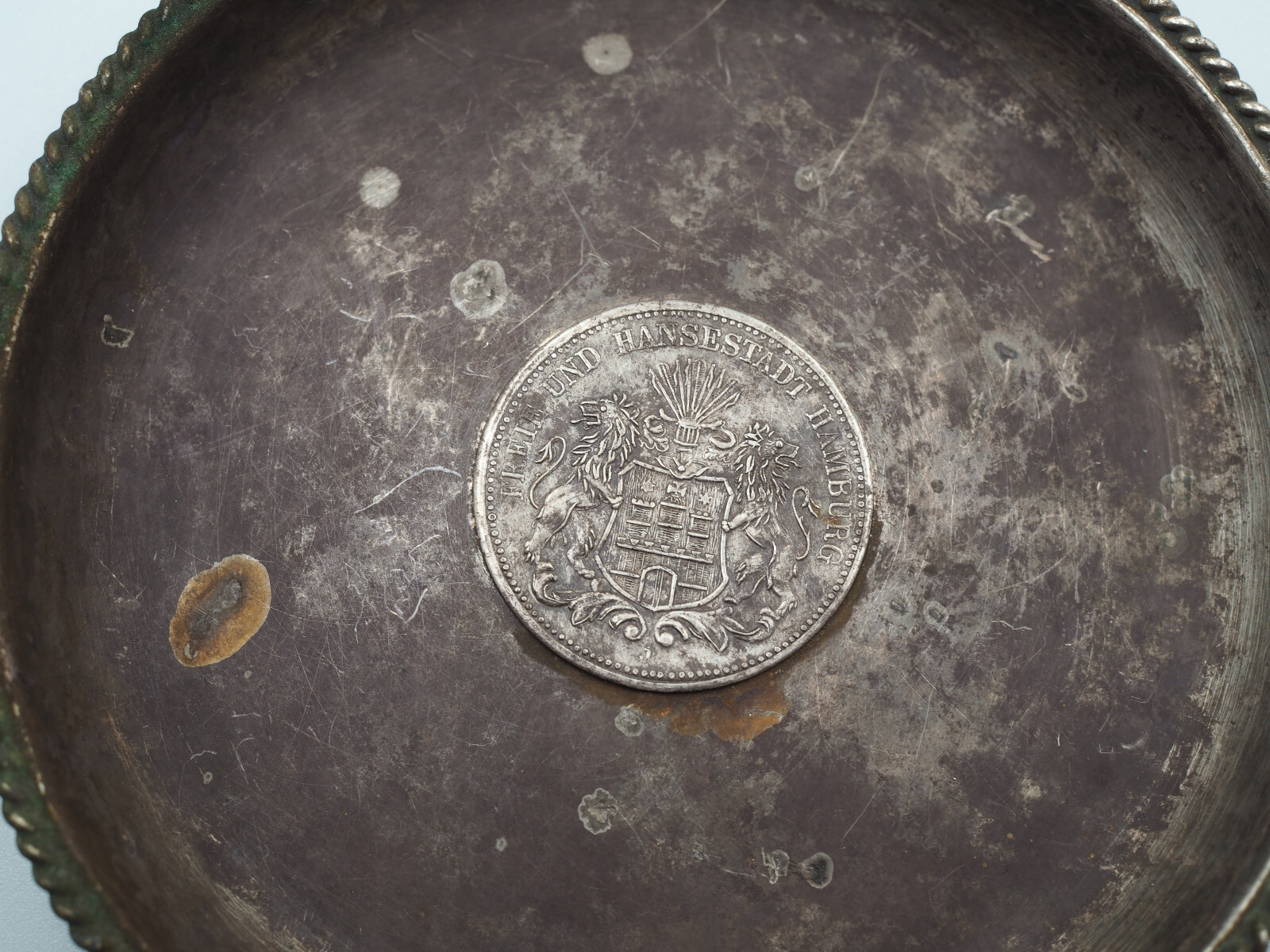 German Drei Mark Deutches Reich 1911 Uncertified Silver Coin Dish plate ...