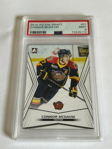 2014 ITG CONNOR MCDAVID CHL DRAFT CARD ROOKIE WEARING ERIE JERSEY PSA ...