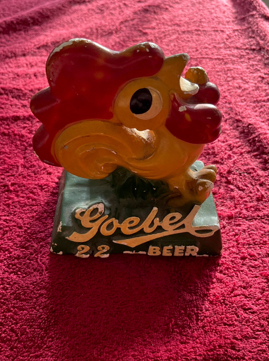 Vintage Goebel Beer Rooster Chalkware Bar Display ~ Breweriana Very Old ...