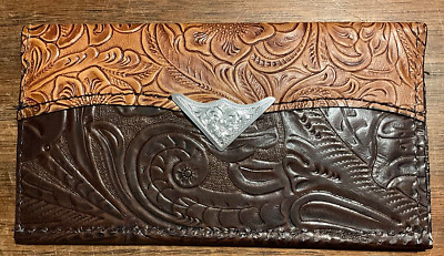 TAN OVER CHOCOLATE WESTERN LEATHER CHECKBOOK COVER MONTANA SILVERSMITH ...