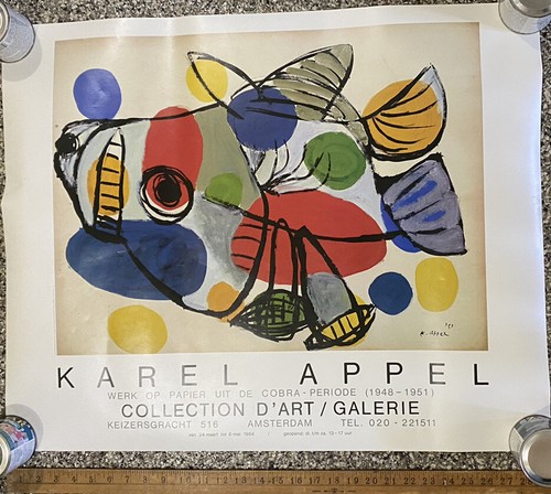 Vintage 1984 Karel Appel Collection D’Art Galerie Sun Animal 30”x24 ...
