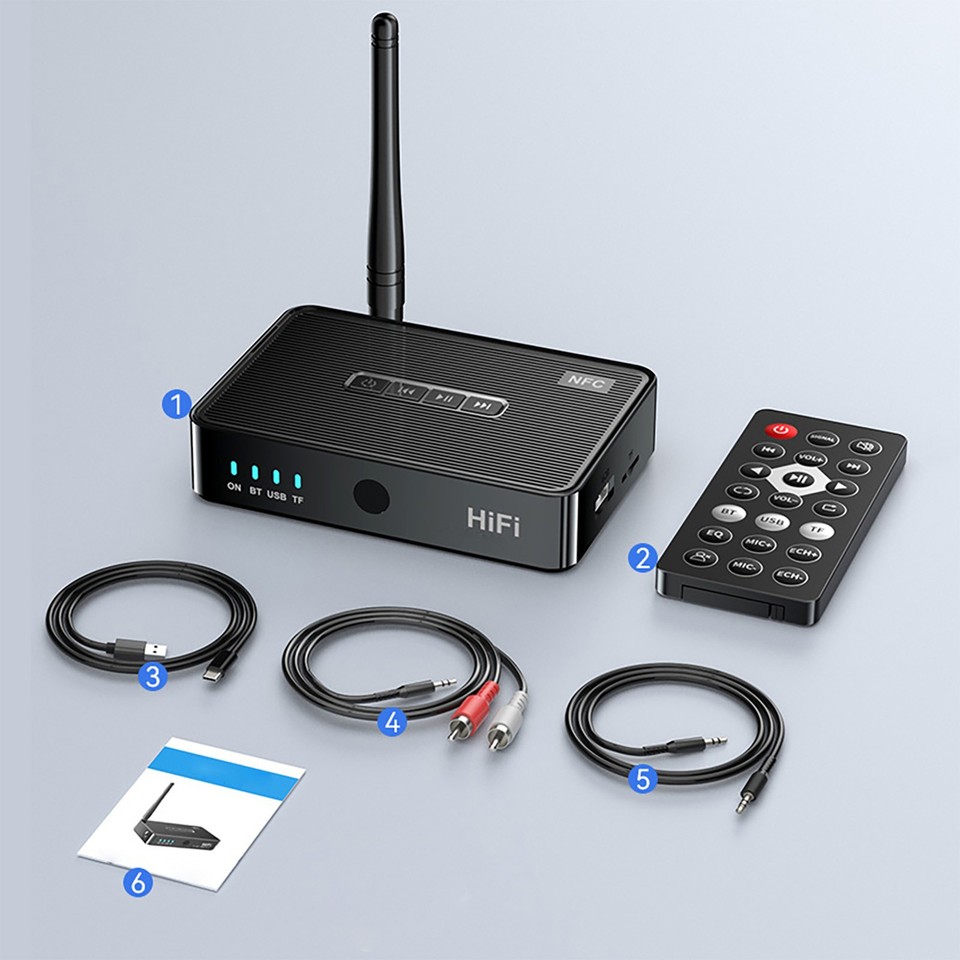 2.4Ghz Bluetooth 5.1 Receiver Wireless NFC to RCA Stereo Audio ...