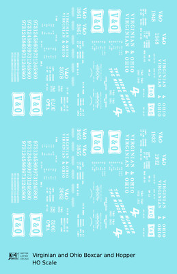 K4 HO Scale Decals Virginian and Ohio Boxcar and Hopper White V&O | eBay