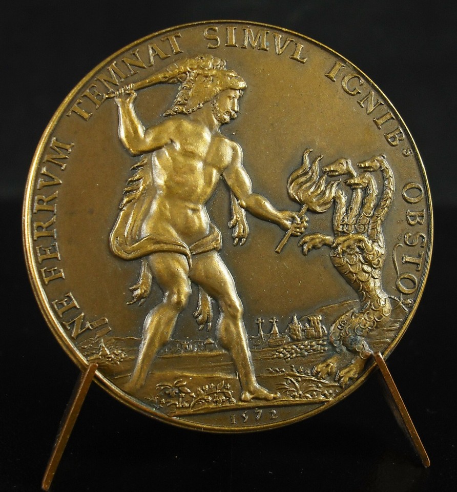 Medal King Charles IX Hercules Heracles fighting Cerberus 1572Temnat ...