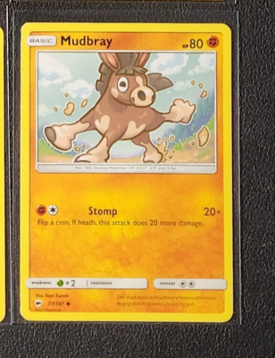 Mudbray 77/147 Pokemon card SM Burning Shadows common NM | eBay