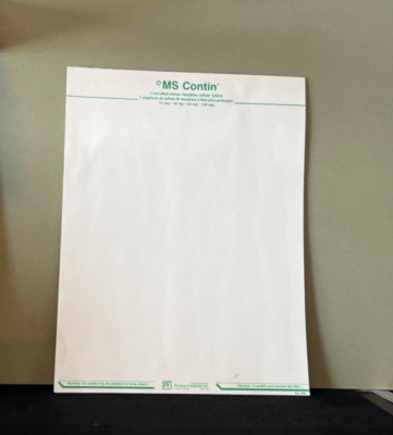 Vintage MS Contin OxyContin Pharma Drug Rep Morphine Oxycodone Purdue ...