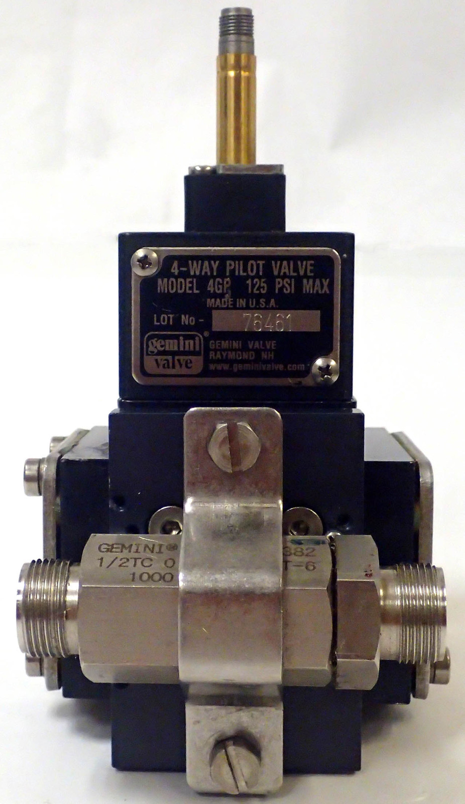 GEMINI VALVE 4-WAY PILOT VALVE MODEL 4GP w/ PNEUMATIC ACTUATOR MODEL ...