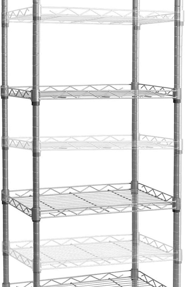 4 Tier Wire Shelving Rack Shelf Adjustable Unit Garage Kitchen Storage ...