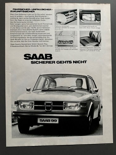 Saab 99 Sicherer Gehts Nicht Oldtimer Original 1973 Vintage Ad Werbung ...