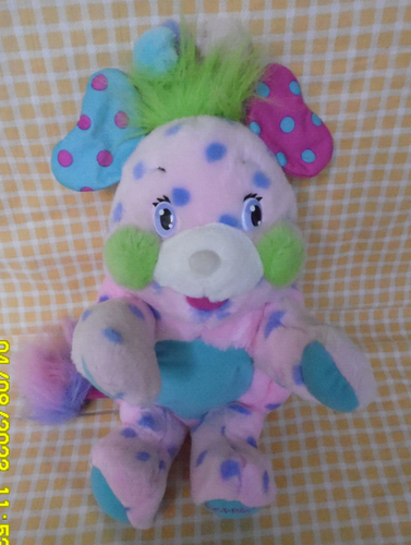 🦋 LANSAY DOUDOU PELUCHE POPPLES ROSE POIS VIOLET 30CM 2001..ETAT NEUF ...