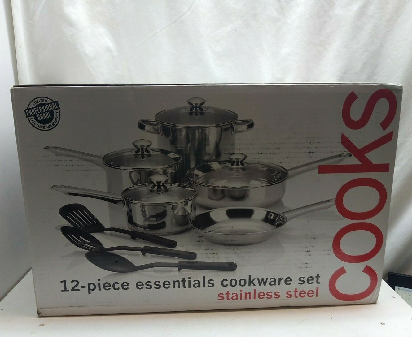 Cooks Essentials Stainless Steel 12-Piece Set Stockpot Saucepan Skillet ...