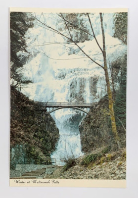 Winter at Multnomah Falls Oregon Postcard on the Columbia River | eBay