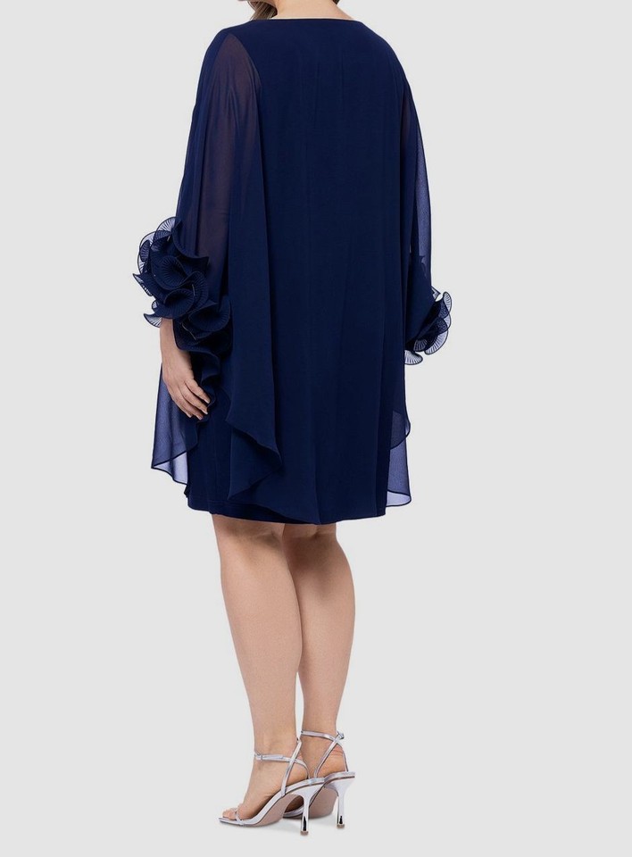 XSCAPE Women's Blue Ruffle-Cuff Batwing-Sleeve Dress Plus Size 18W | eBay
