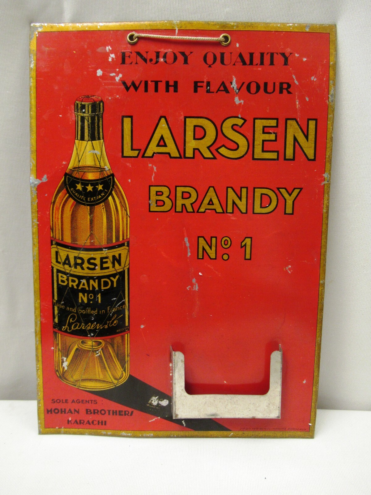 Vintage Advertising Sign Board Tin Calendar Larsen Brandy No 1 Litho ...