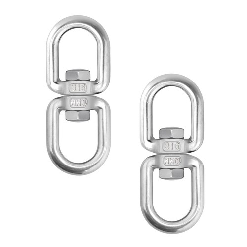 2 Pcs SUS316 Loop Dia 10mm 2/5inch 1100lbsf Double Eye Swivel, Eye to ...